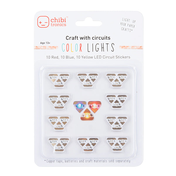 Chibitronics Red, Yellow, Blue LED MegaPack (30 Stickers) - Elmwood ...
