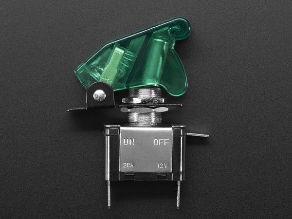 Illuminated Toggle Switch with Cover - Green - Elmwood Electronics